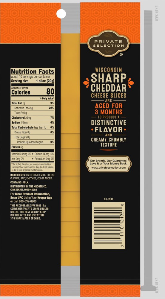 Private Selection Wisconsin Sharp Cheddar Cheese Slices 7 oz | Shipt