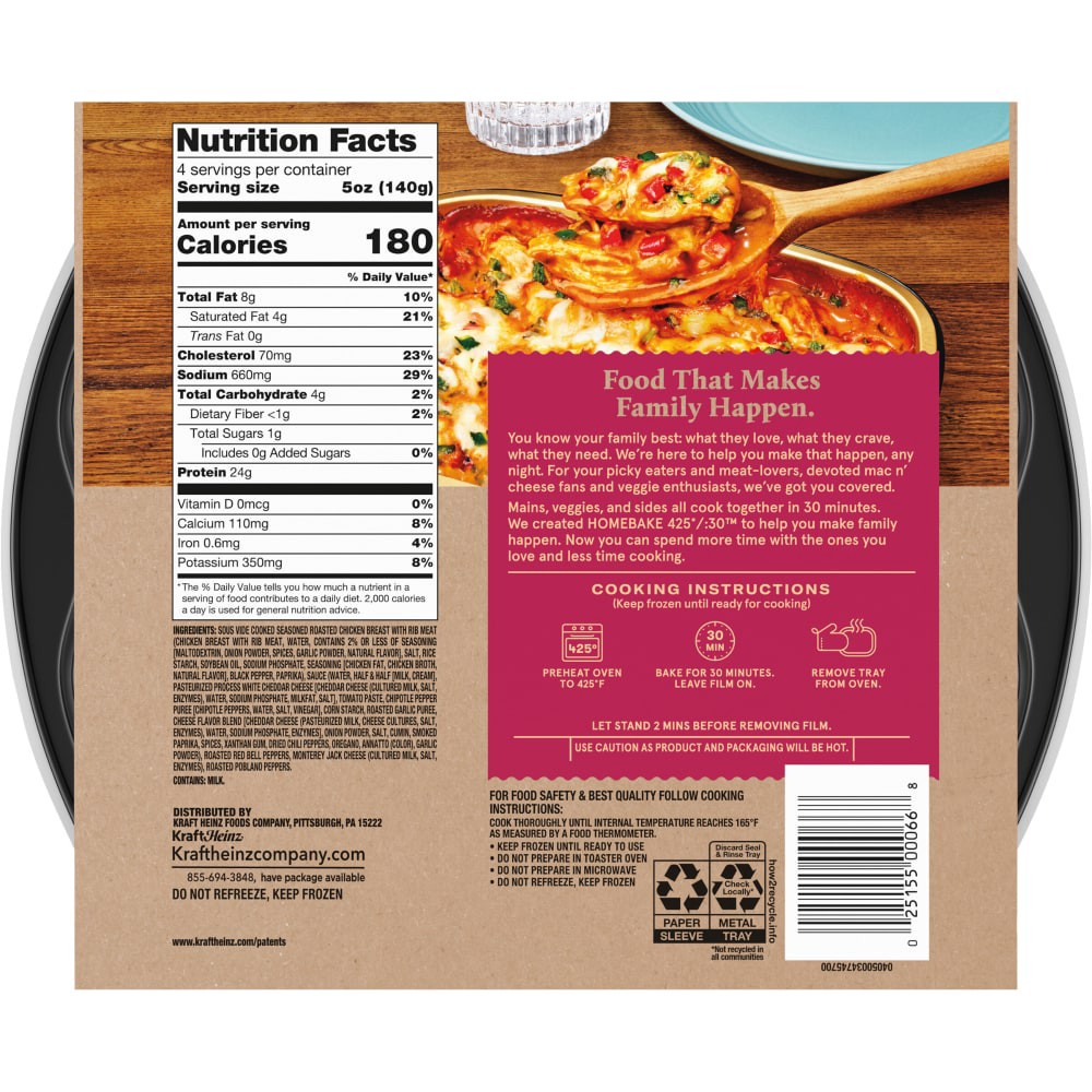 Homebake 425/:30 Southwest Style Chipotle Chicken Frozen Meals Main ...