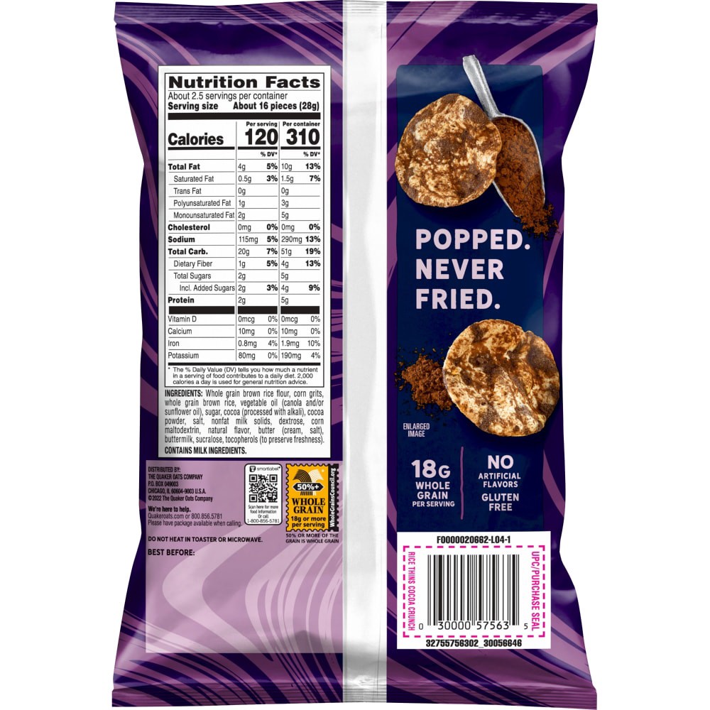 Quaker Cocoa Crunch Rice Thins 2.5 oz | Shipt
