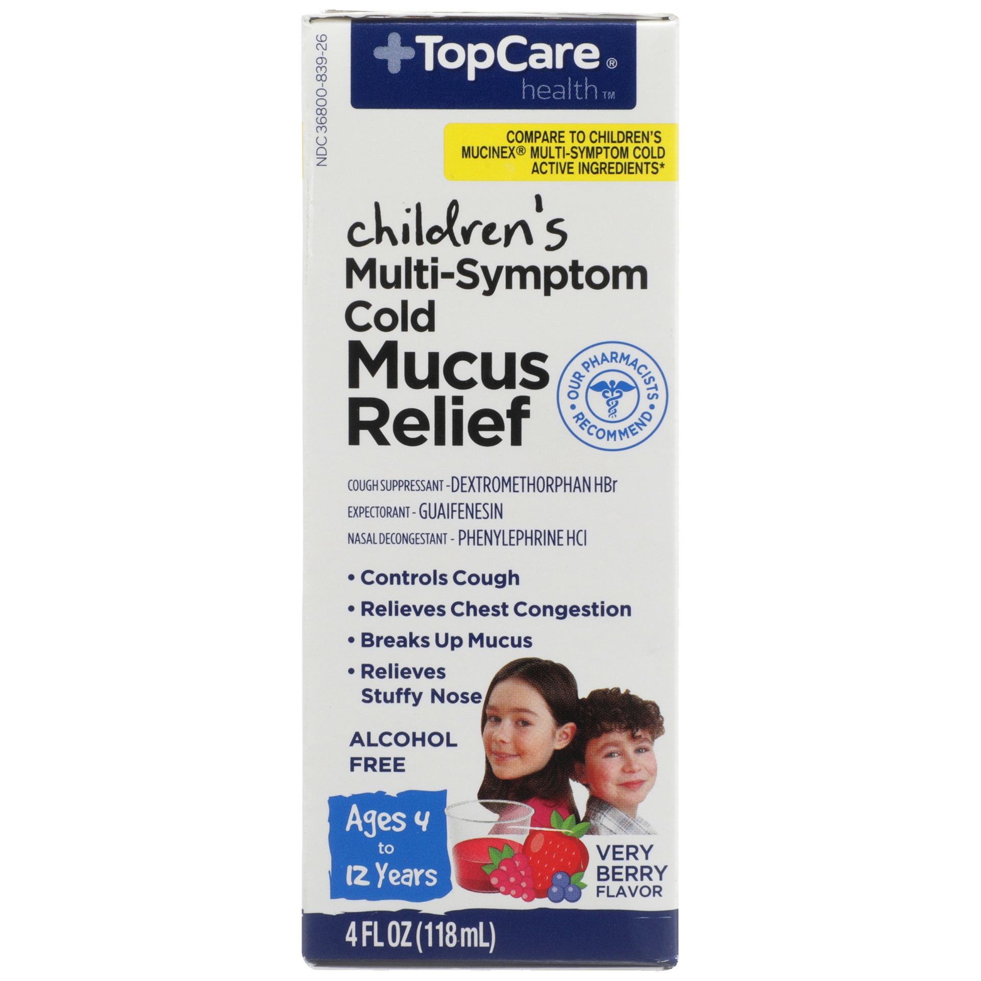 TopCare Mucus Relief Children's Multi-Symptom Cold Very Berry 4 fl oz ...