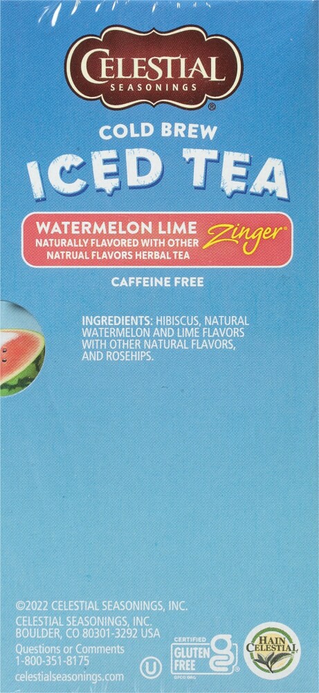Celestial Seasonings Zinger Tea Bags Cold Brew Watermelon Lime Iced Tea ...
