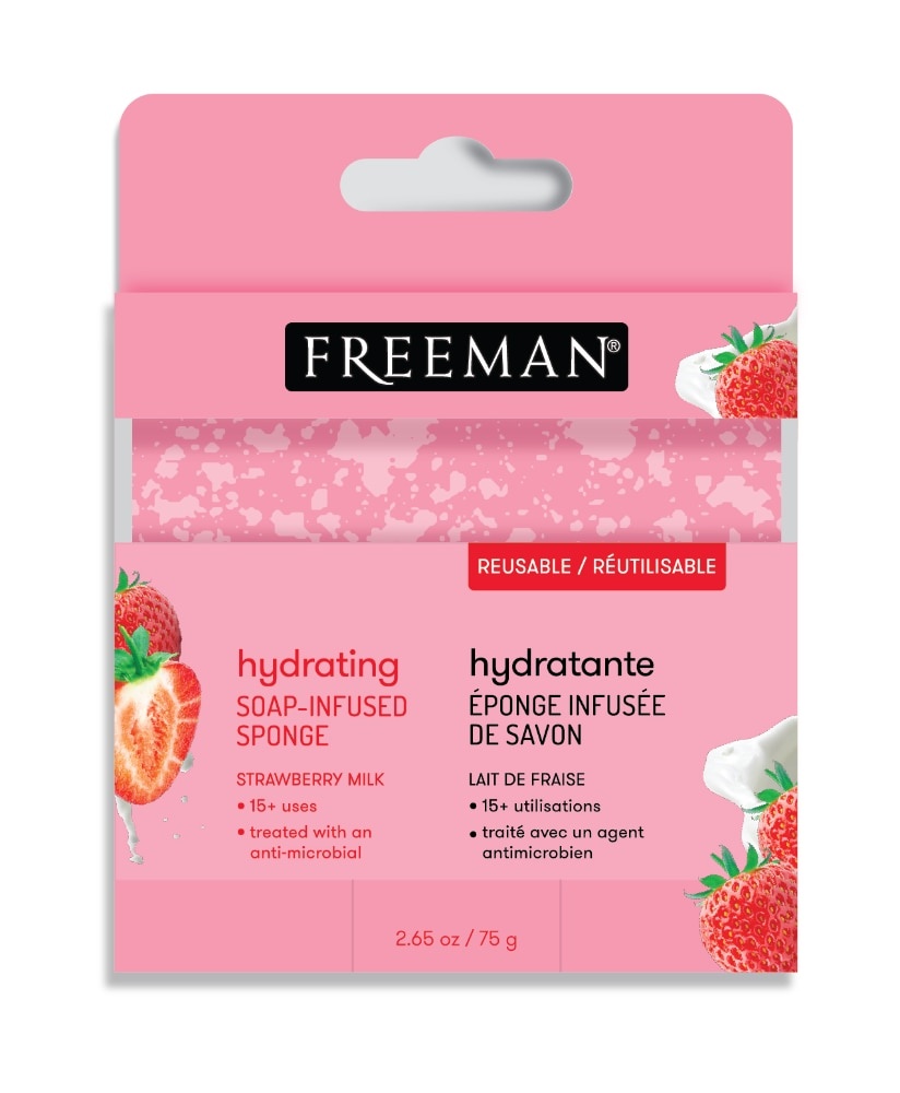 Freeman Hydrating Strawberry Milk Soap-Infused Sponge 2.65 oz | Shipt