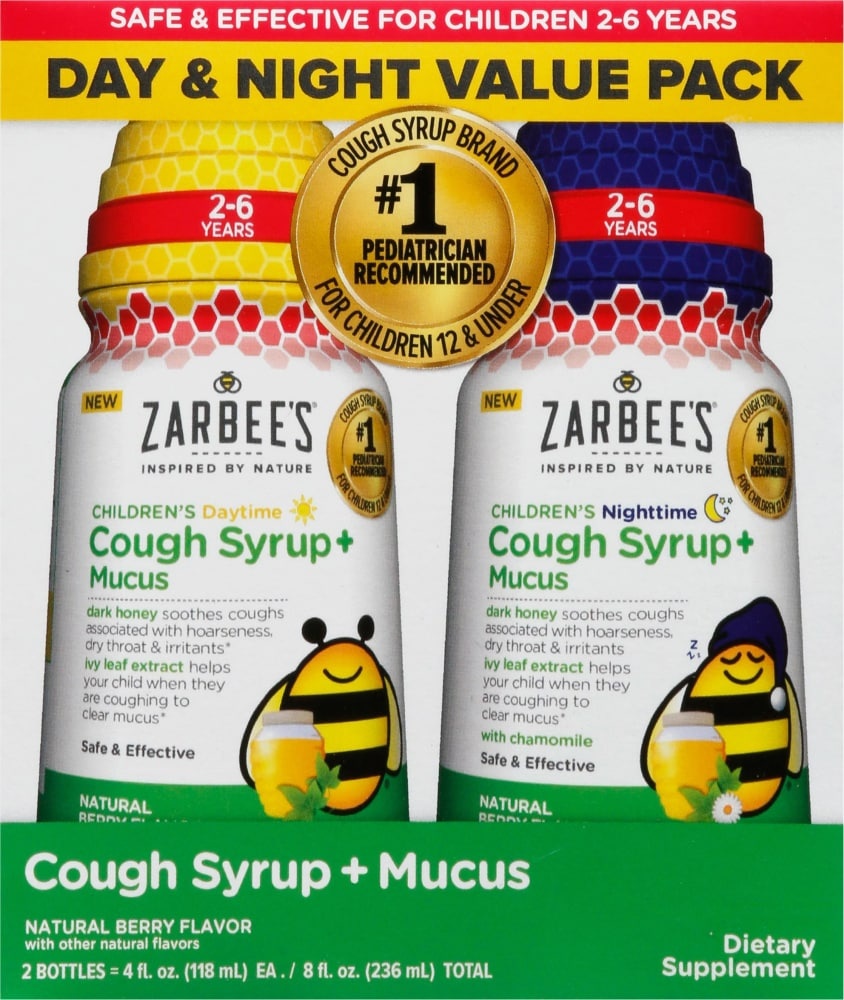 Zarbee's Children's Berry Day & Nighttime Cough + Mucus Syrup 2 ct / 8 ...