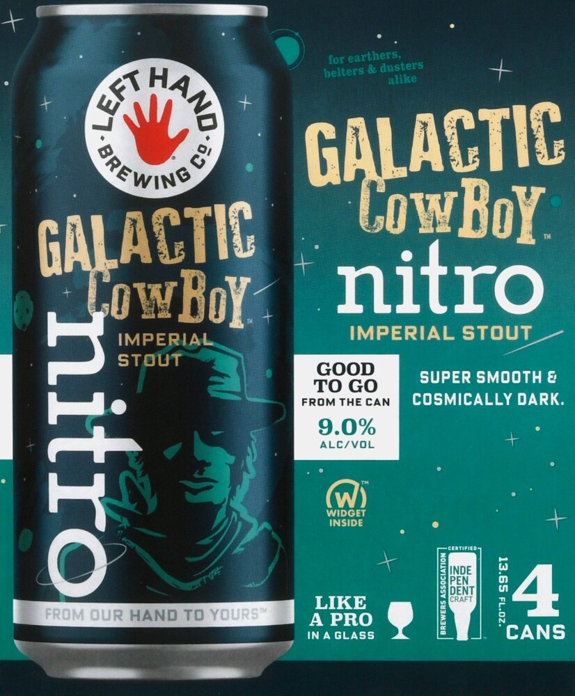 Left Hand Brewing Nitro Imperial Stout Galactic Cowboy Beer 4 ea 48 fl oz | Shipt