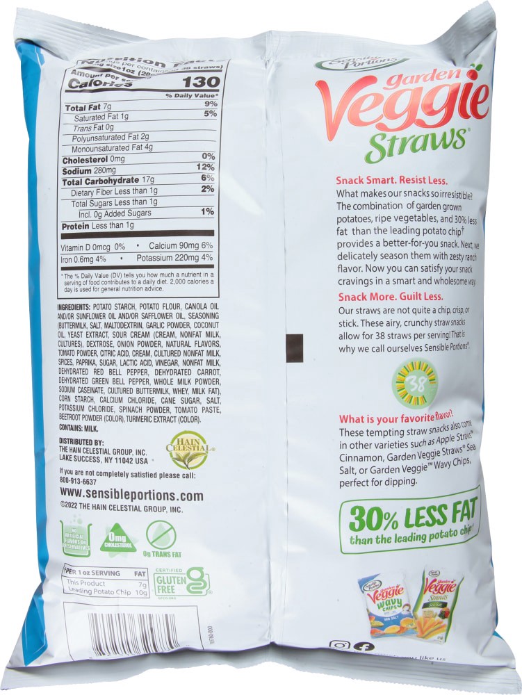 Sensible Portions Ranch Veggie Straws 12 oz | Shipt