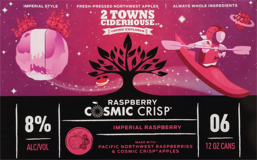 2 Towns Ciderhouse Raspberry Cosmic Crisp Imperial Cider 6-12 Oz Cans 6 ...