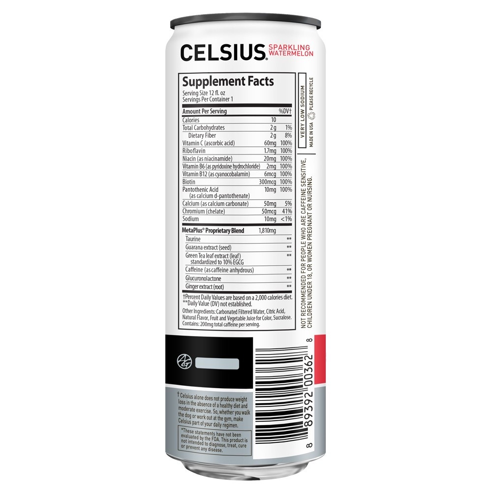 CELSIUS Sparkling Watermelon, Functional Essential Energy Drink 12 Fl ...