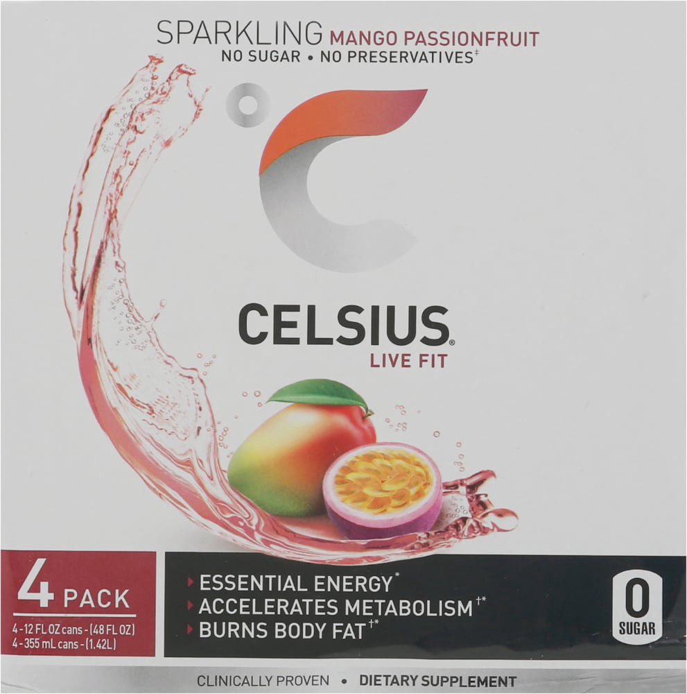 CELSIUS Originals Sparkling Mango Passionfruit 4 ct; 12 fl oz | Shipt