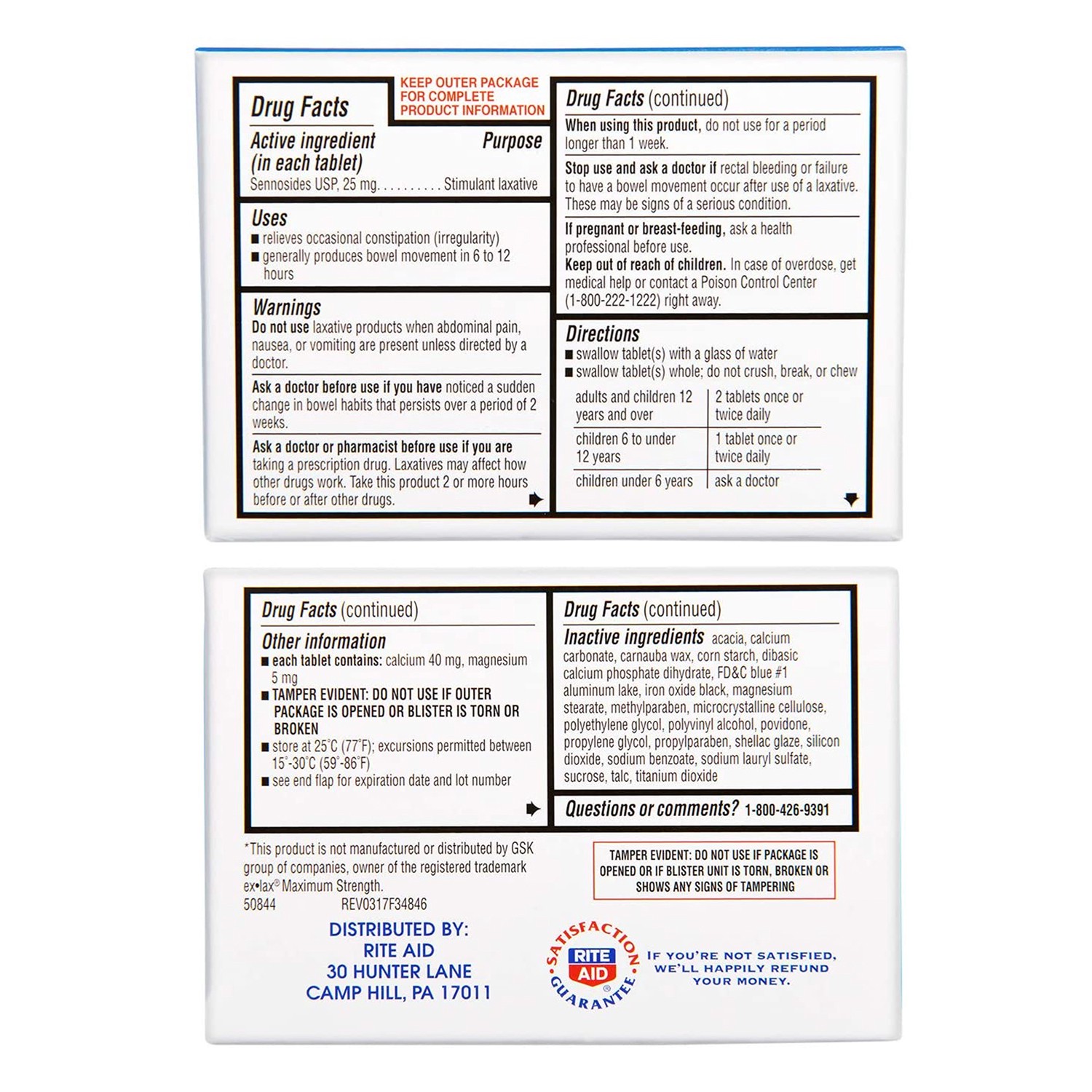 Rite Aid Maximum Strength Laxative, Sennosides USP Tablets, 25 mg 96 ct ...