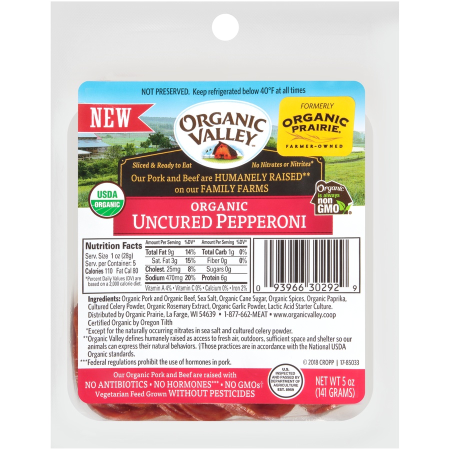 Organic Prairie Organic Valley Organic Uncured Pepperoni 5 Oz. Pack 5 ...
