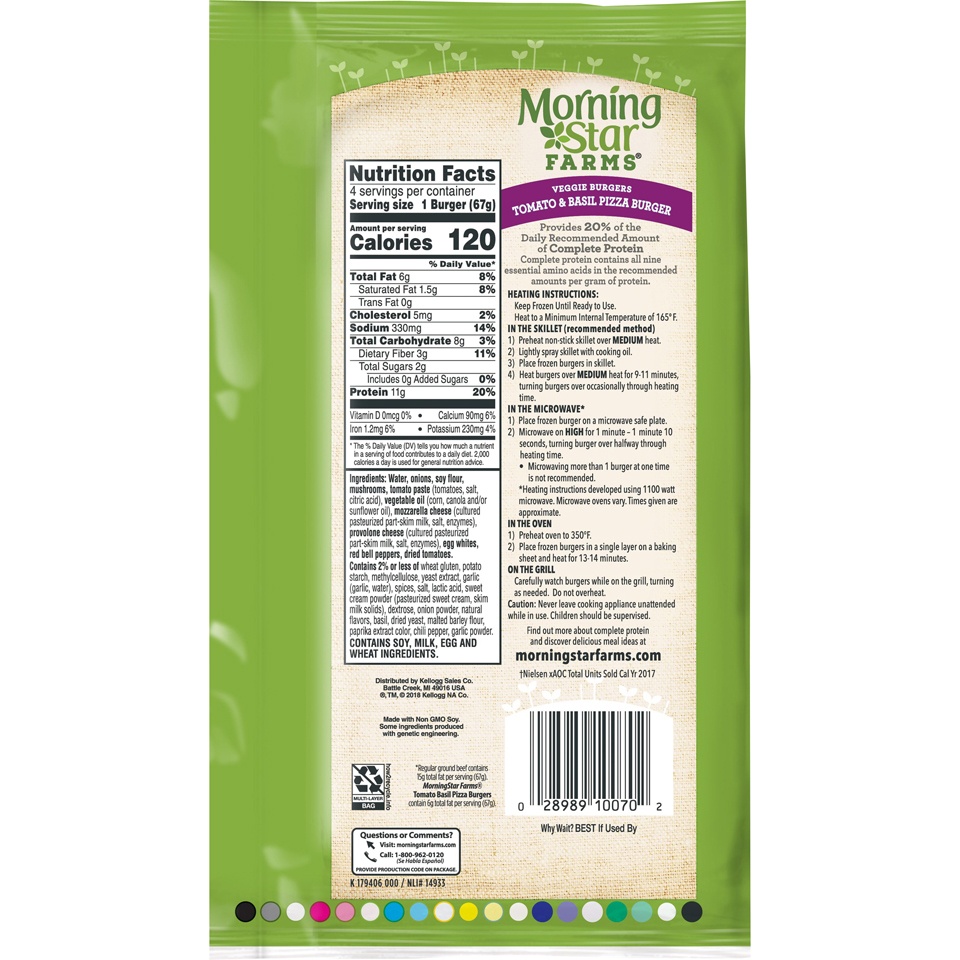 MorningStar Farms Veggie Burgers, Plant Based, Frozen Meal, Tomato ...