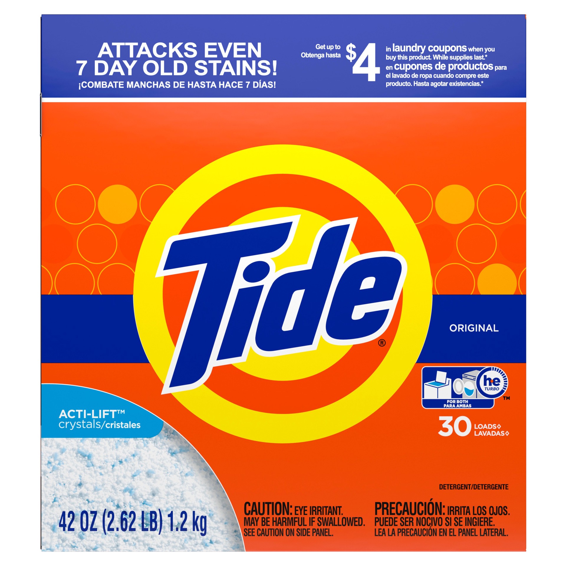 GAIN Tide Ultra Powder Laundry Detergent Original Scnt (30 Loads) 30 oz ...