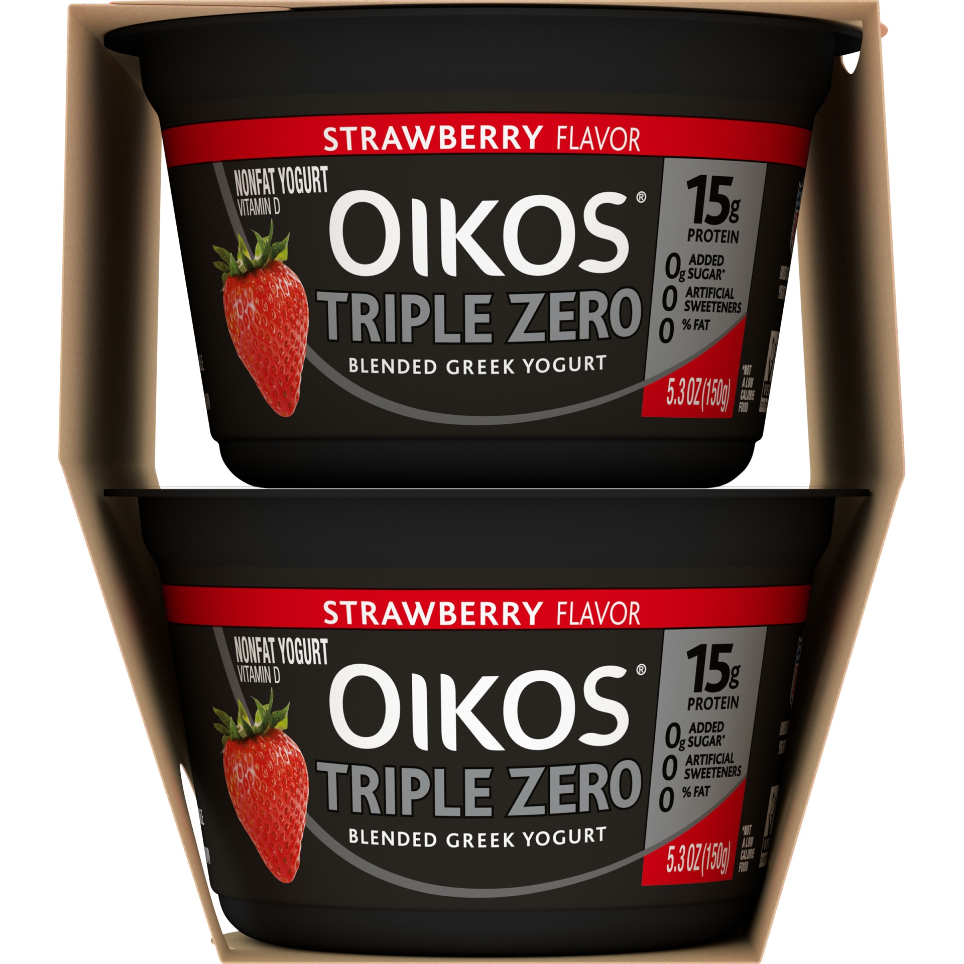 Oikos Triple Zero Strawberry Greek Yogurt Cups, Packaging May Vary 5.3 ...