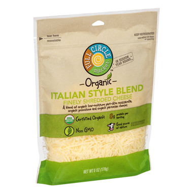 Full Circle Market Shredded Cheese, Italian Style Blend, Finely 6 oz ...