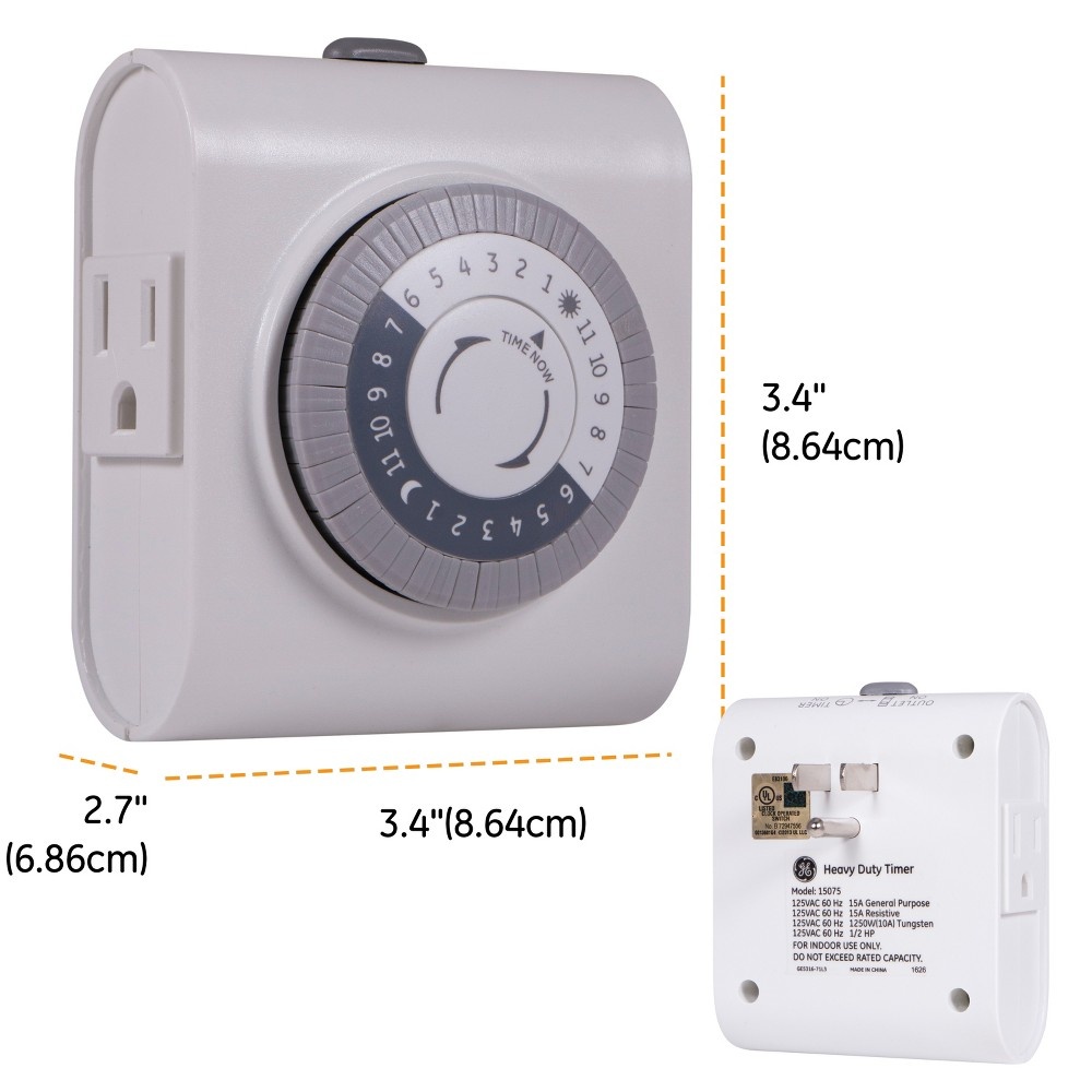 GE Indoor Mechanical Timer 24hr with 2 Outlets 1 ct | Shipt
