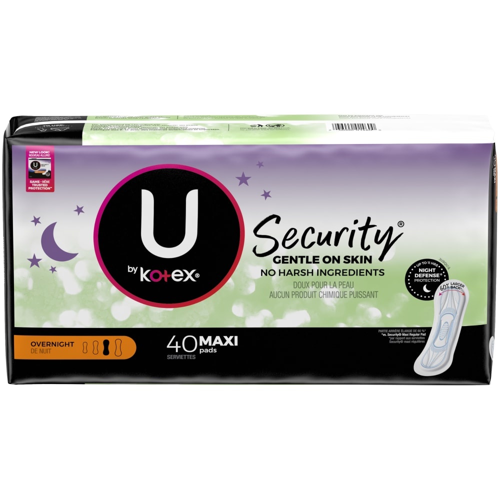 U by Kotex Security Overnight Pad Regular Absorbency 40 ct | Shipt