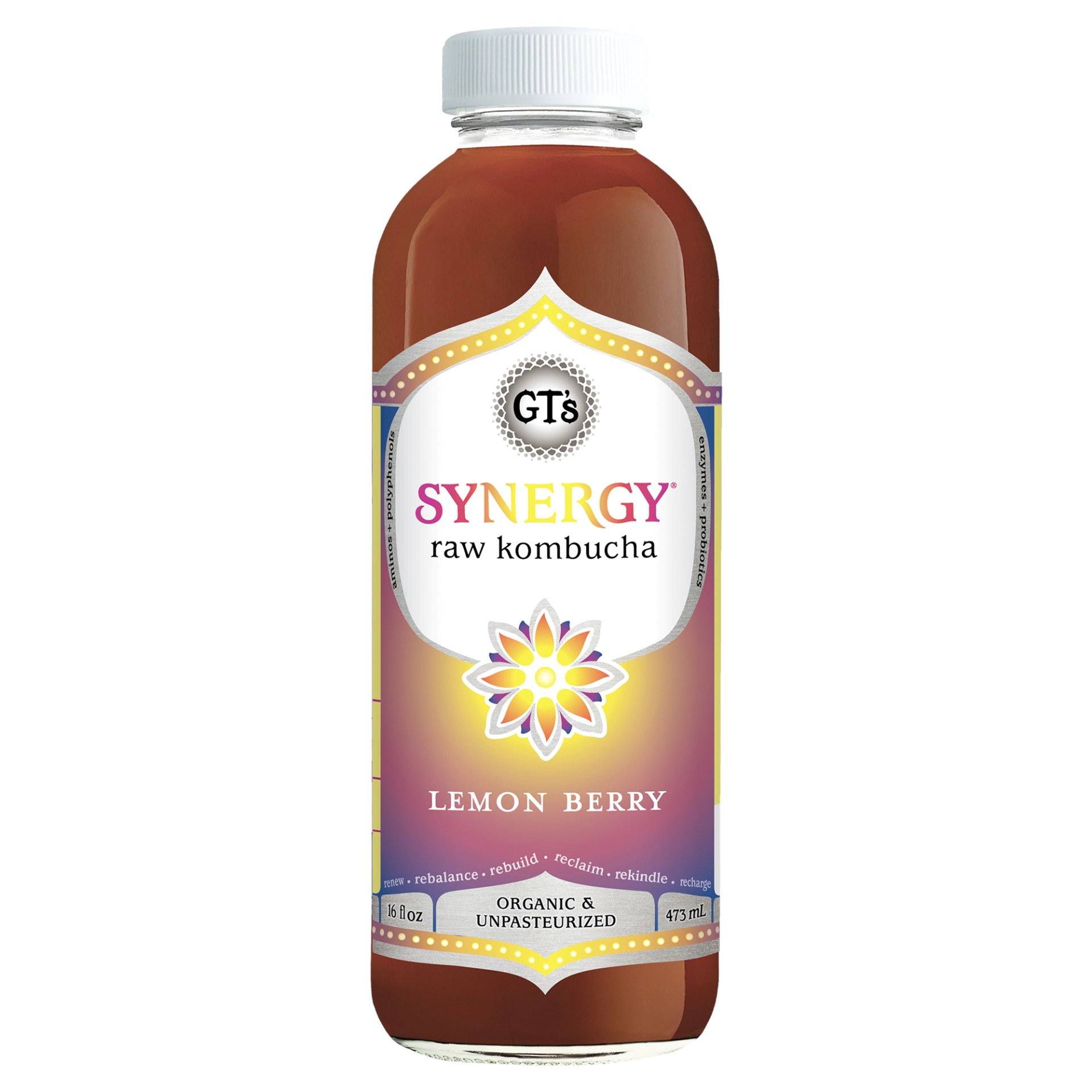 GT's Synergy Organic Raw Kombucha Lemon Berry 16 oz | Shipt