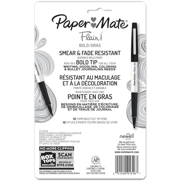 Paper Mate Flair Porous Point Bold Tip Pens, 1.0 Mm, White Barrel ...