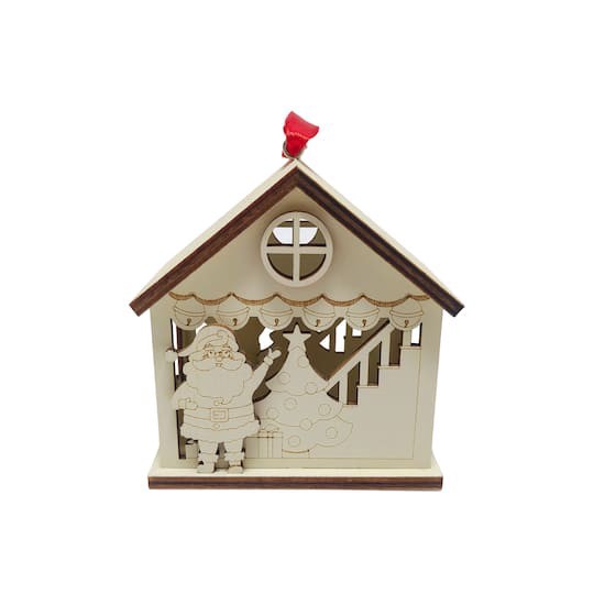 3.75" Unfinished Santa Claus House Diy Led Wood Ornament By Make Market ...