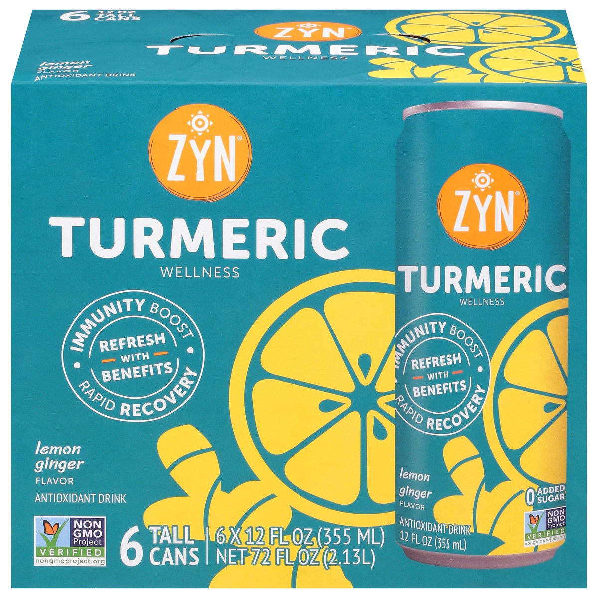 ZYN Turmeric Wellness Lemon Ginger Flavor Antioxidant Drink 6 - 12 fl ...