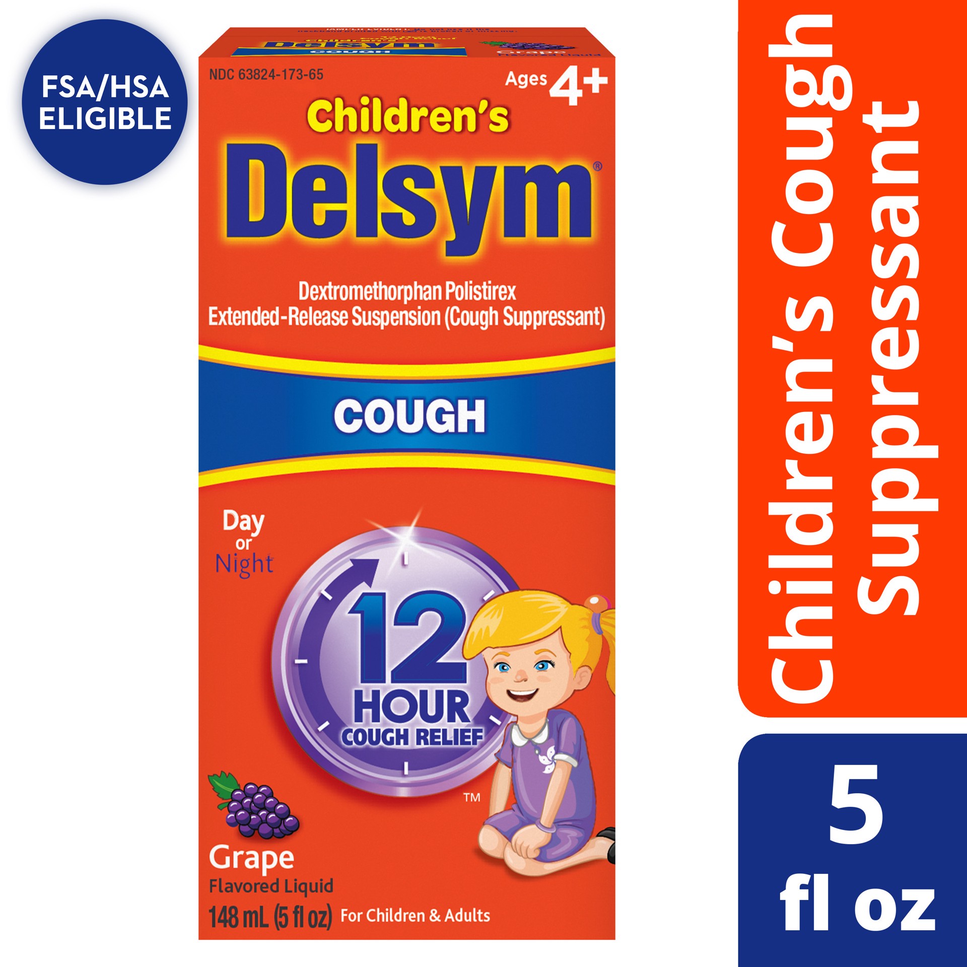 Delsym Children's Delsym Cough Relief Liquid - Dextromethorphan - Grape ...