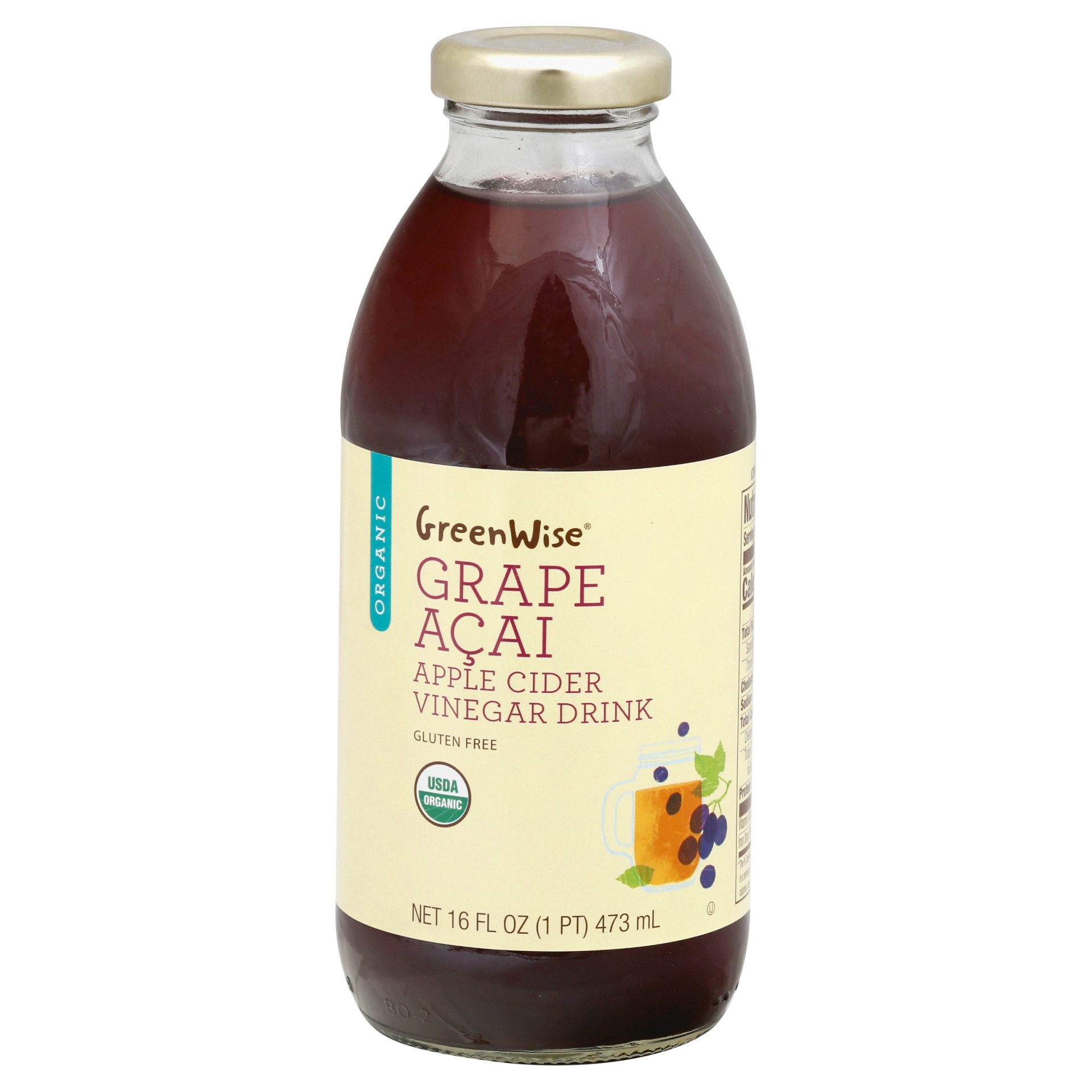 GreenWise Organic Grape & Acai Apple Cider Vinegar Drink - 16 fl oz 16 ...