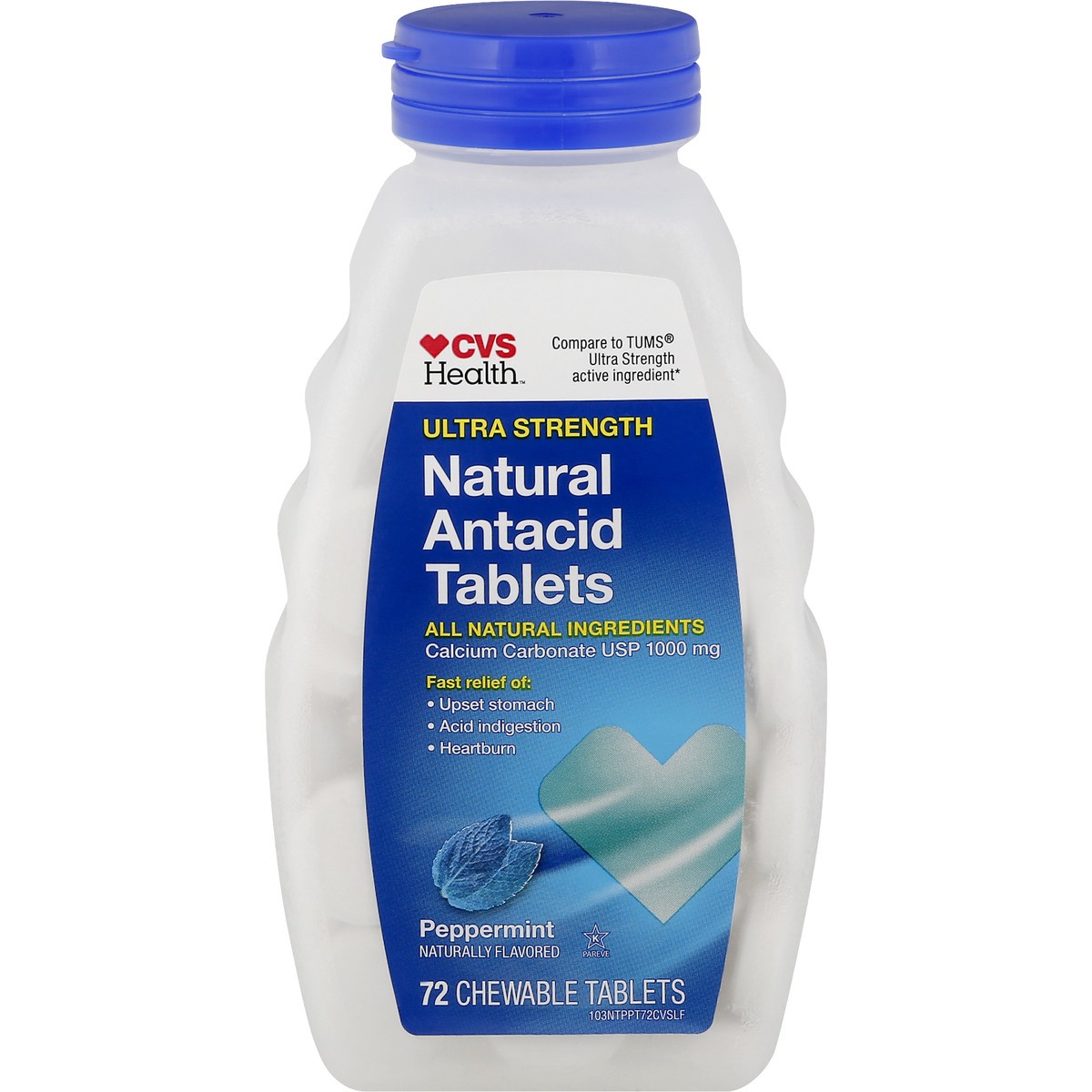 CVS Health Natural Ultra Strength Antacid Tablets, Natural Peppermint ...