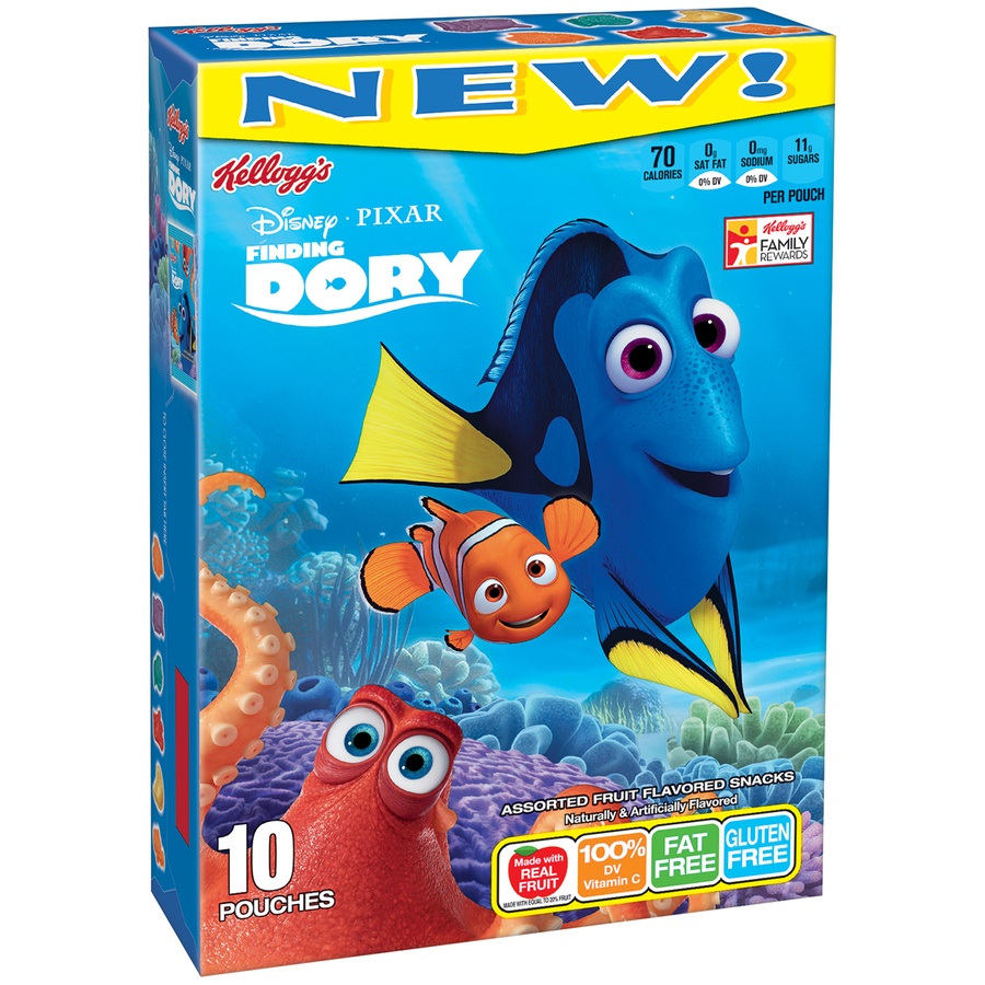 Kellogg's Disney-Pixar Finding Dory Assorted Fruit Flavored Snacks 10 ...