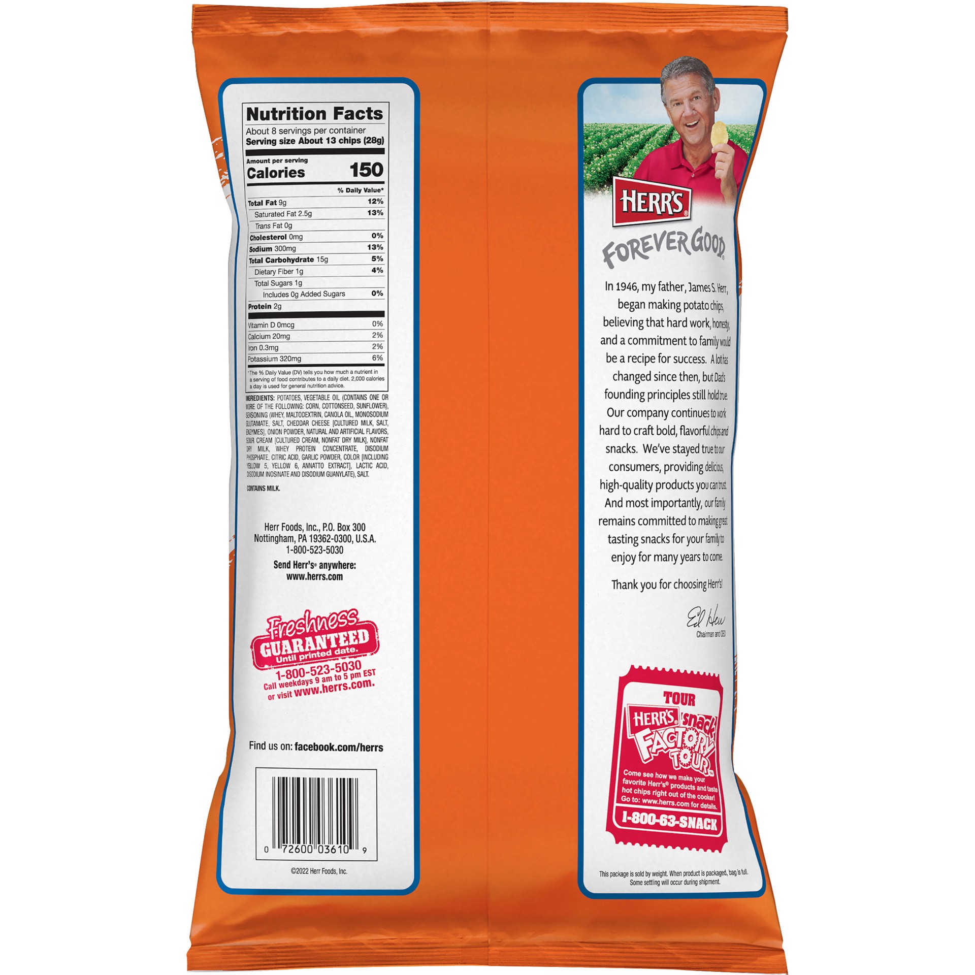 Herr's Ridged Cheddar & Sour Cream Potato Chips 7.75 oz 7.75 oz | Shipt