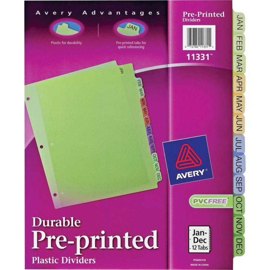 Avery Preprinted Tab Dividers, Jan-Dec Tabs, Assorted Colors 1 ct | Shipt