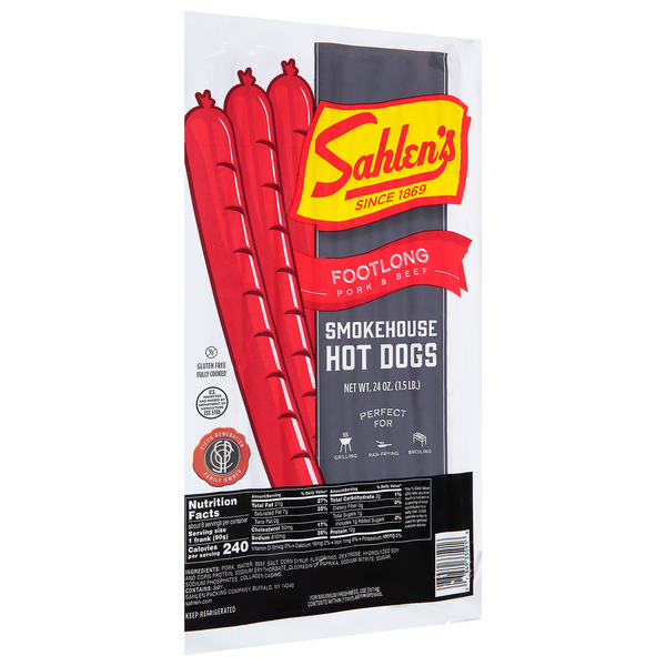 Sahlen's Hot Dogs, Smokehouse, Footlong 24 oz | Shipt