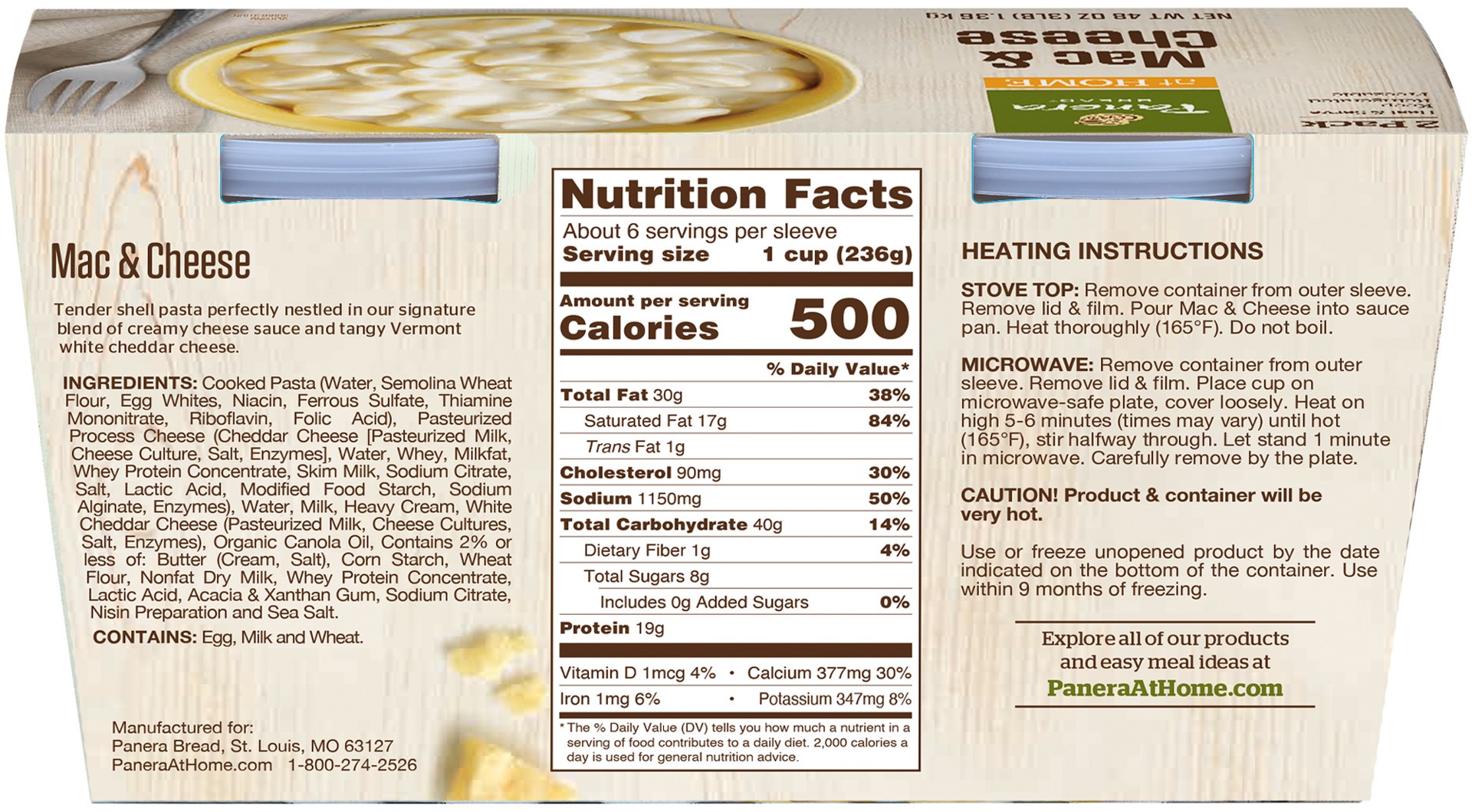 Food Label For Mac And Cheese