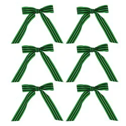 6" Green & Black Striped Bows, 6ct. By Celebrate It 6 ct | shipt