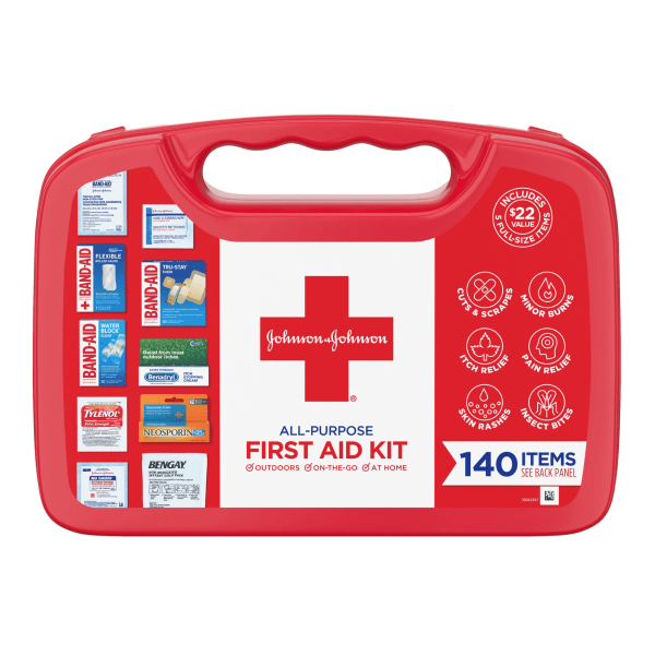 Johnson & Johnson All Purpose First Aid Kit, 140 Pieces 1 ct | Shipt