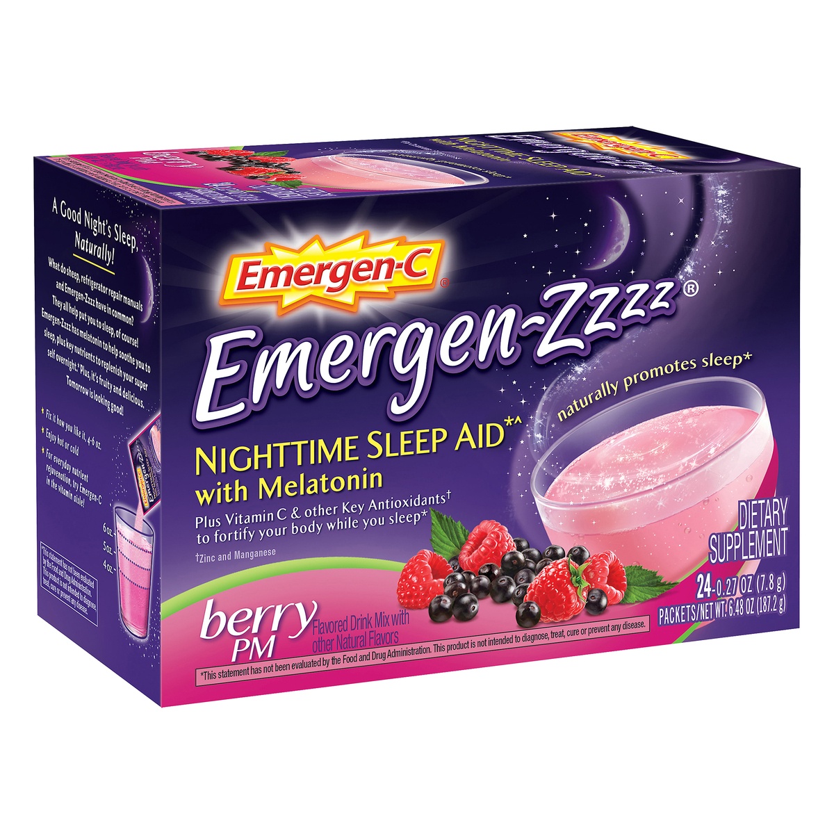 Emergen-C Emergen-Zzzz Nighttime Sleep Aid with Melatonin Drink Mix ...