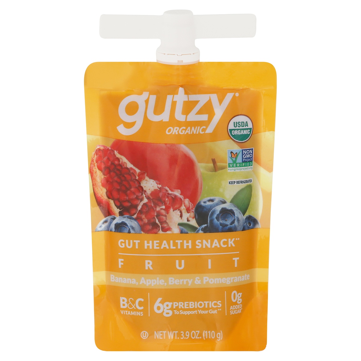 Gutzy Organic Fruit Snack - Banana, Apple, Berry & Pomegranate 3.9 oz ...