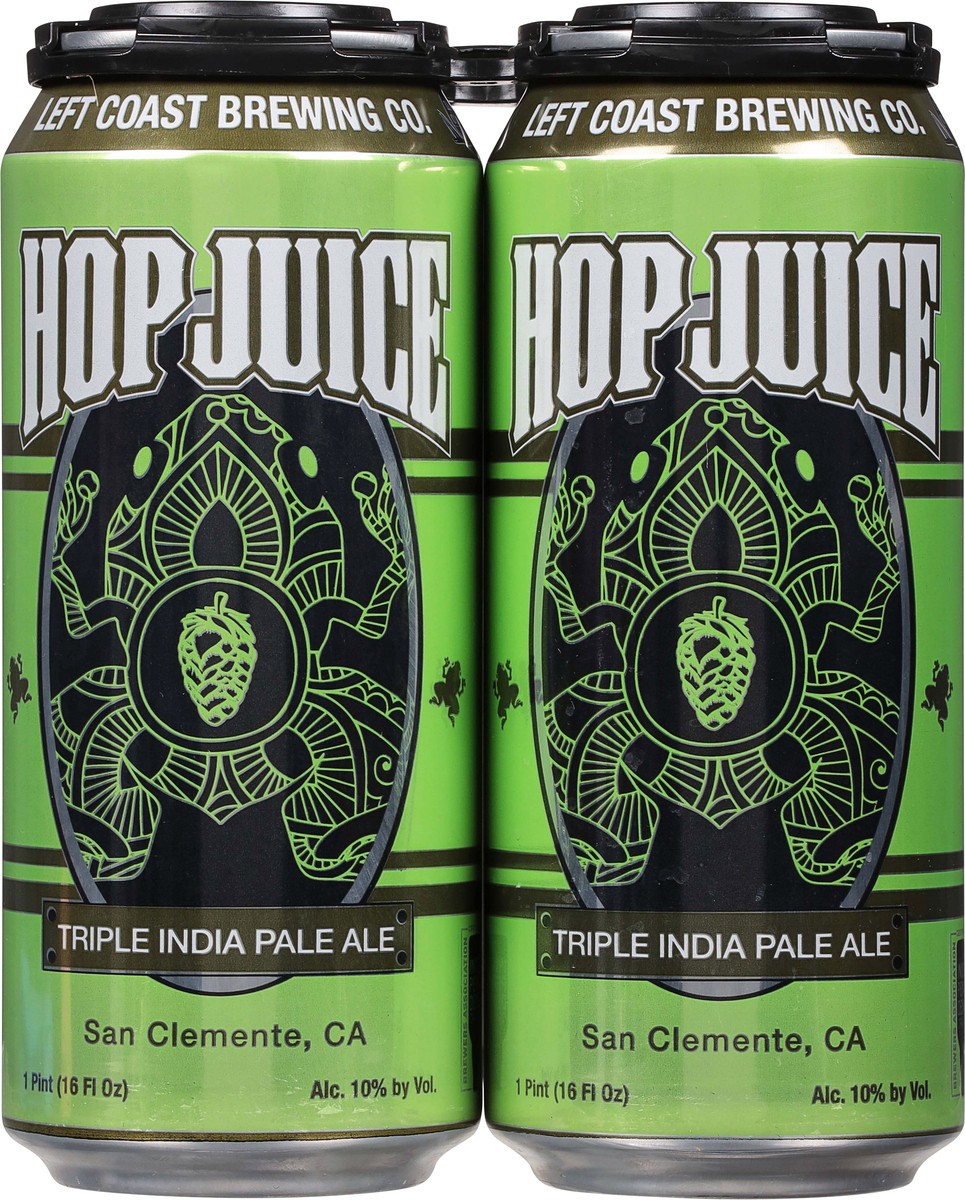 Left Coast Brewing Co Triple India Pale Ale Hop Juice Beer 4 - 1 pt ...
