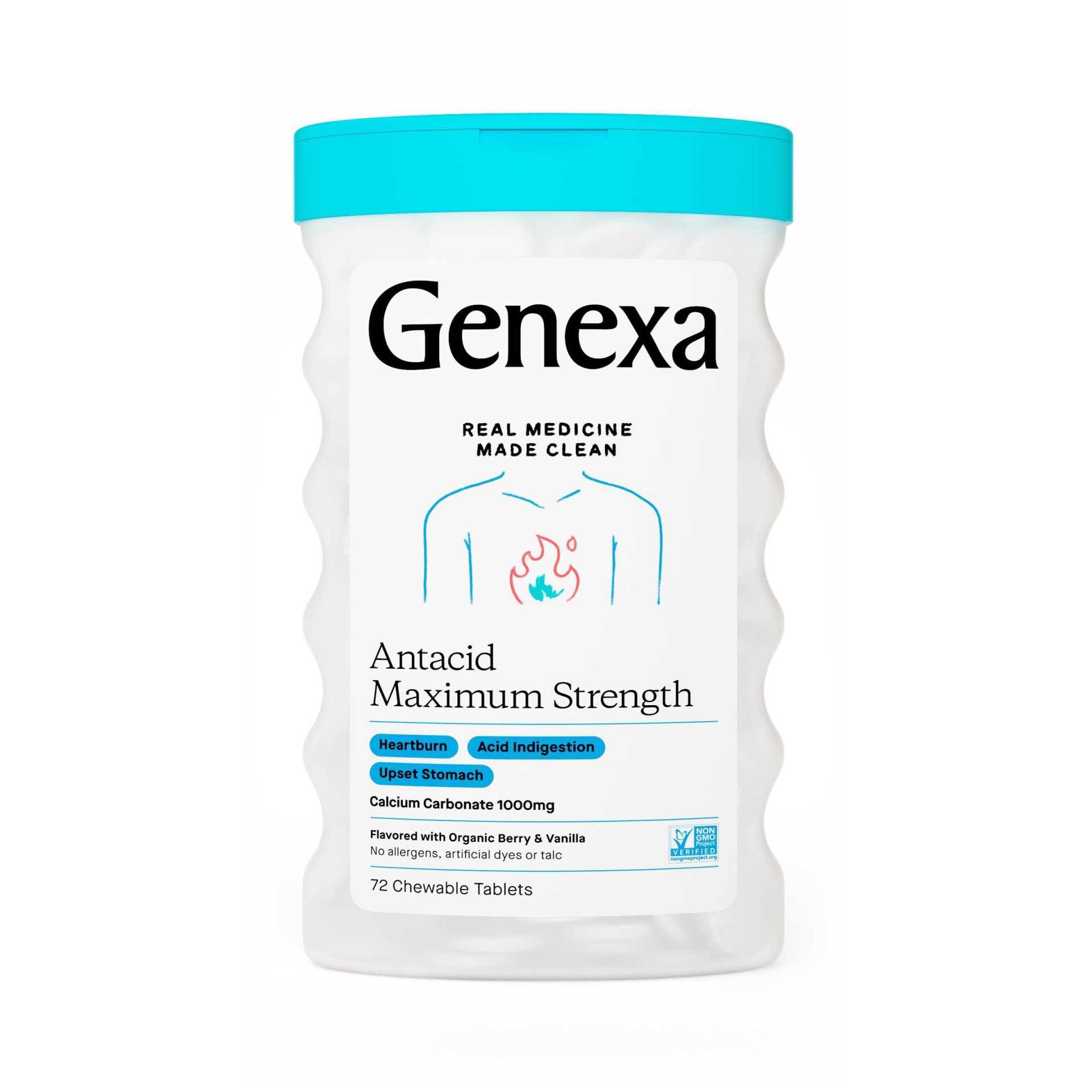 Genexa Antacid, Flavored With Organic Berry & Vanilla, Maximum Strength ...