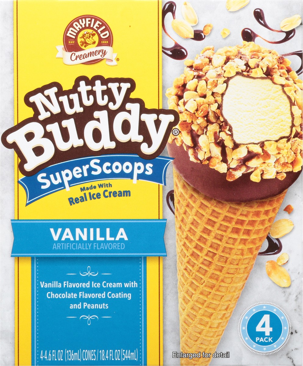 Mayfield Dairy Farms Vanilla Sundae Ice Cream Cones 4 - 4.6 fl oz Cones ...