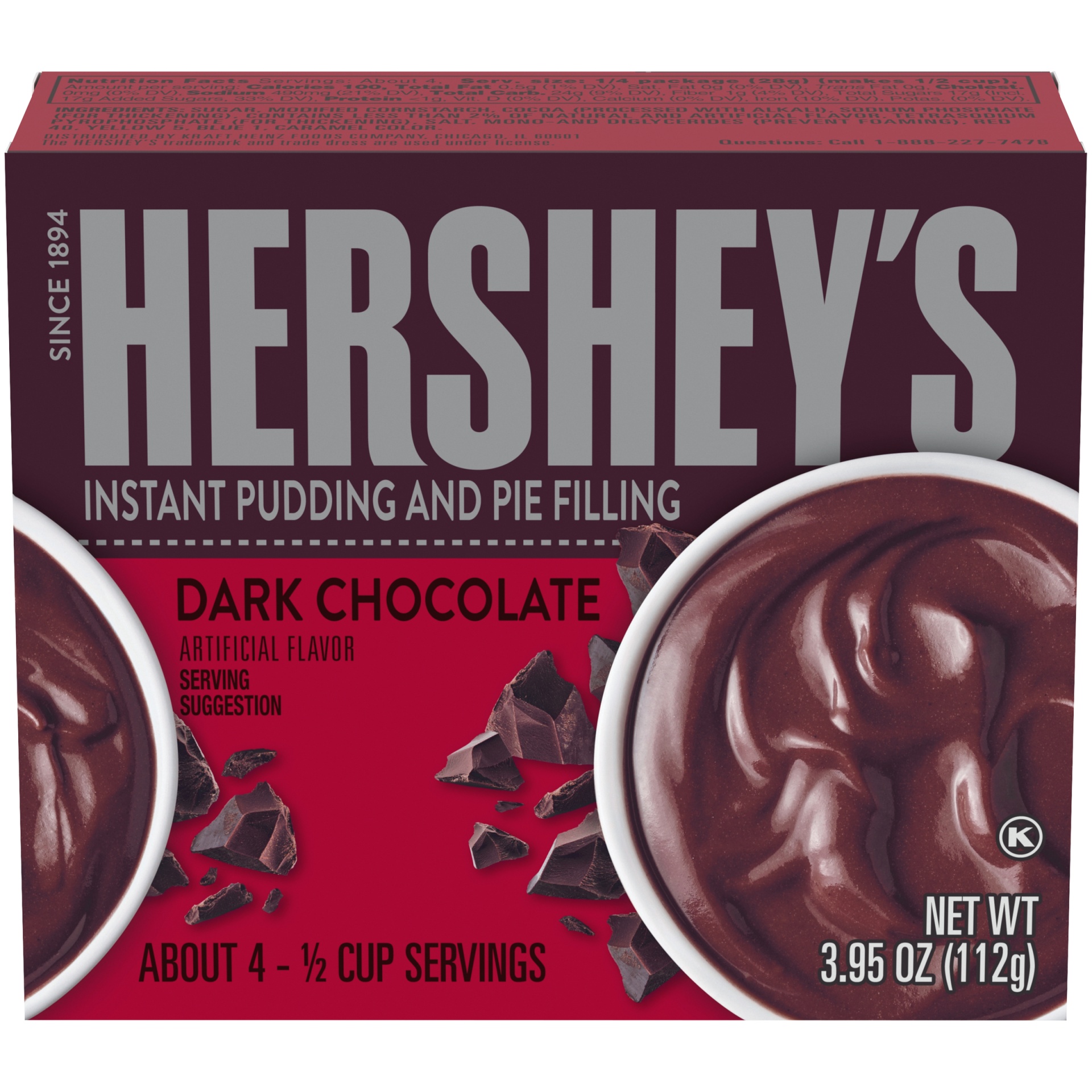 Hershey's Dark Chocolate Instant Pudding & Pie Filling 3.95 oz | Shipt