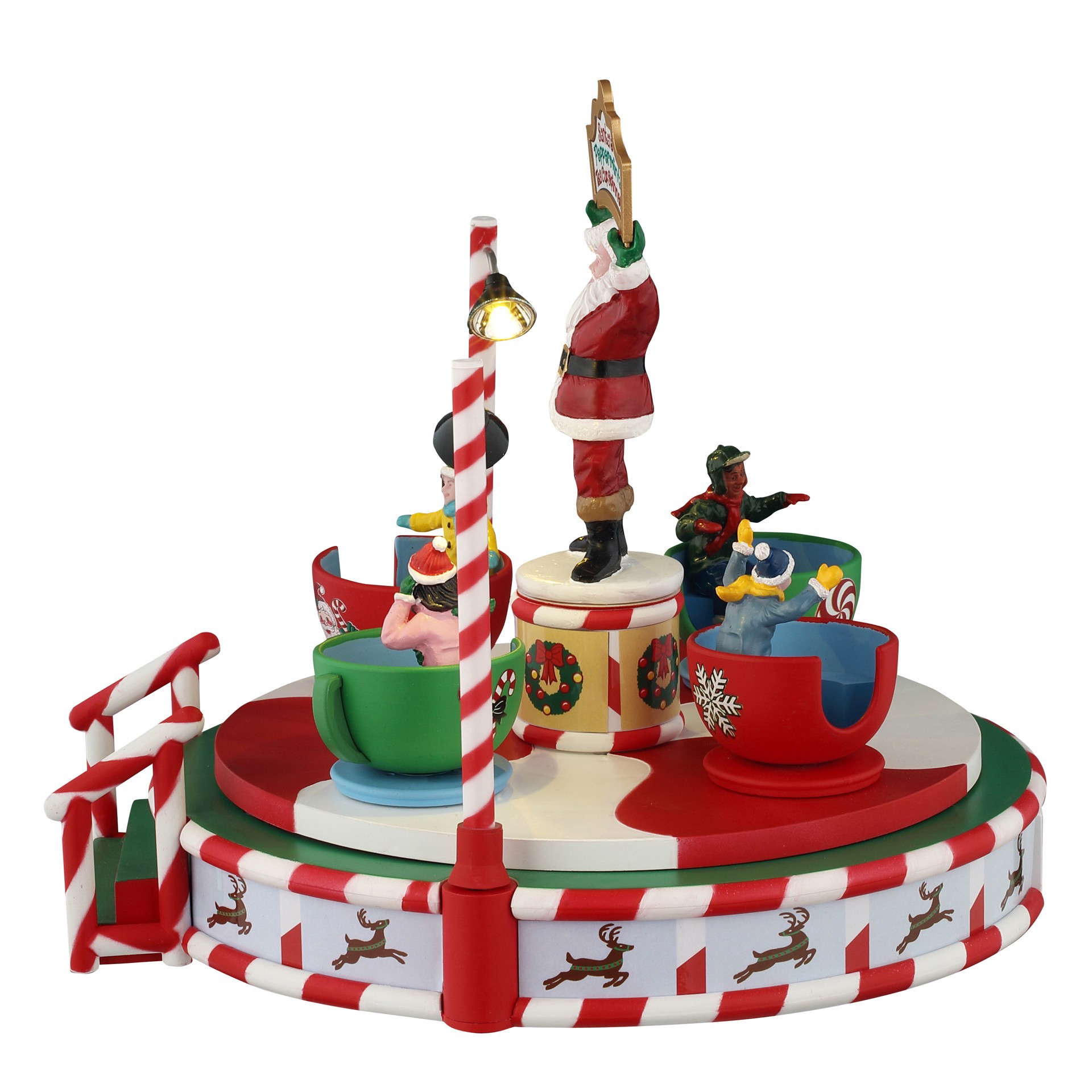 Lemax Carnival Santa's Peppermint Teacup Spinner 6.89 in x 7.87 in x 7. ...