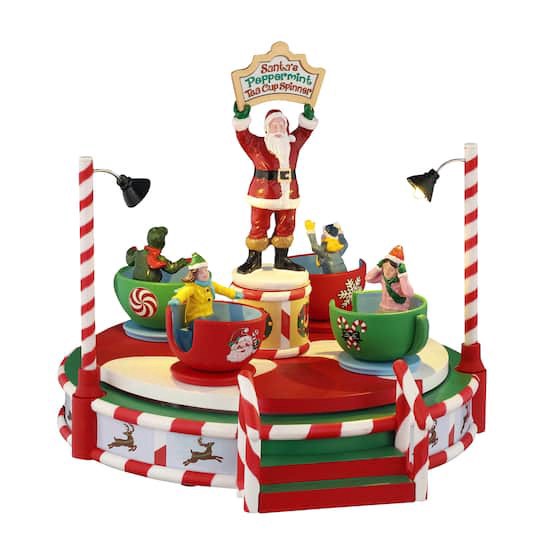 Lemax Carnival Santa's Peppermint Teacup Spinner 6.89 in x 7.87 in x 7. ...
