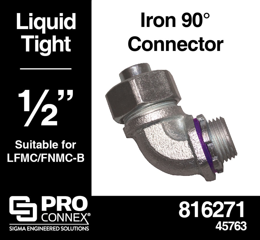 Sigma ProConnex 1/2-in 90 -Degree Liquid Tight Zinc-plated iron Right ...