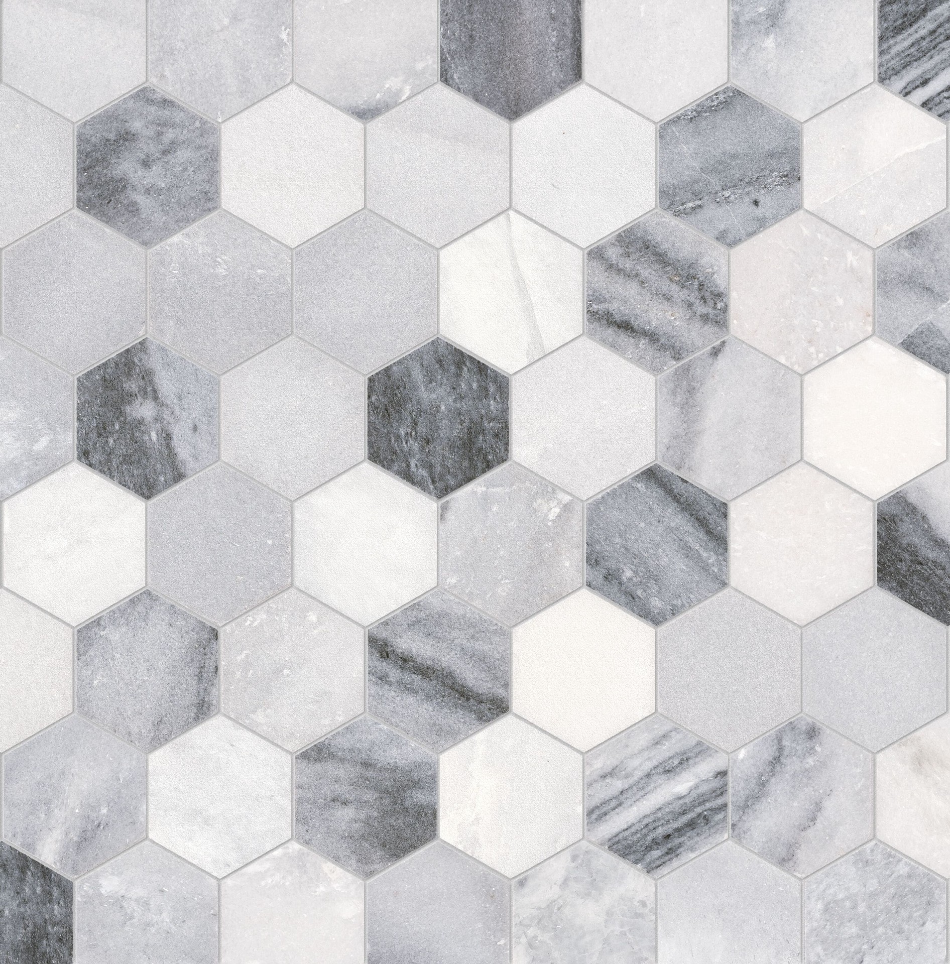 Satori Storm 12-in x 12-in Polished Natural Marble Hexagon Mosaic Floor ...