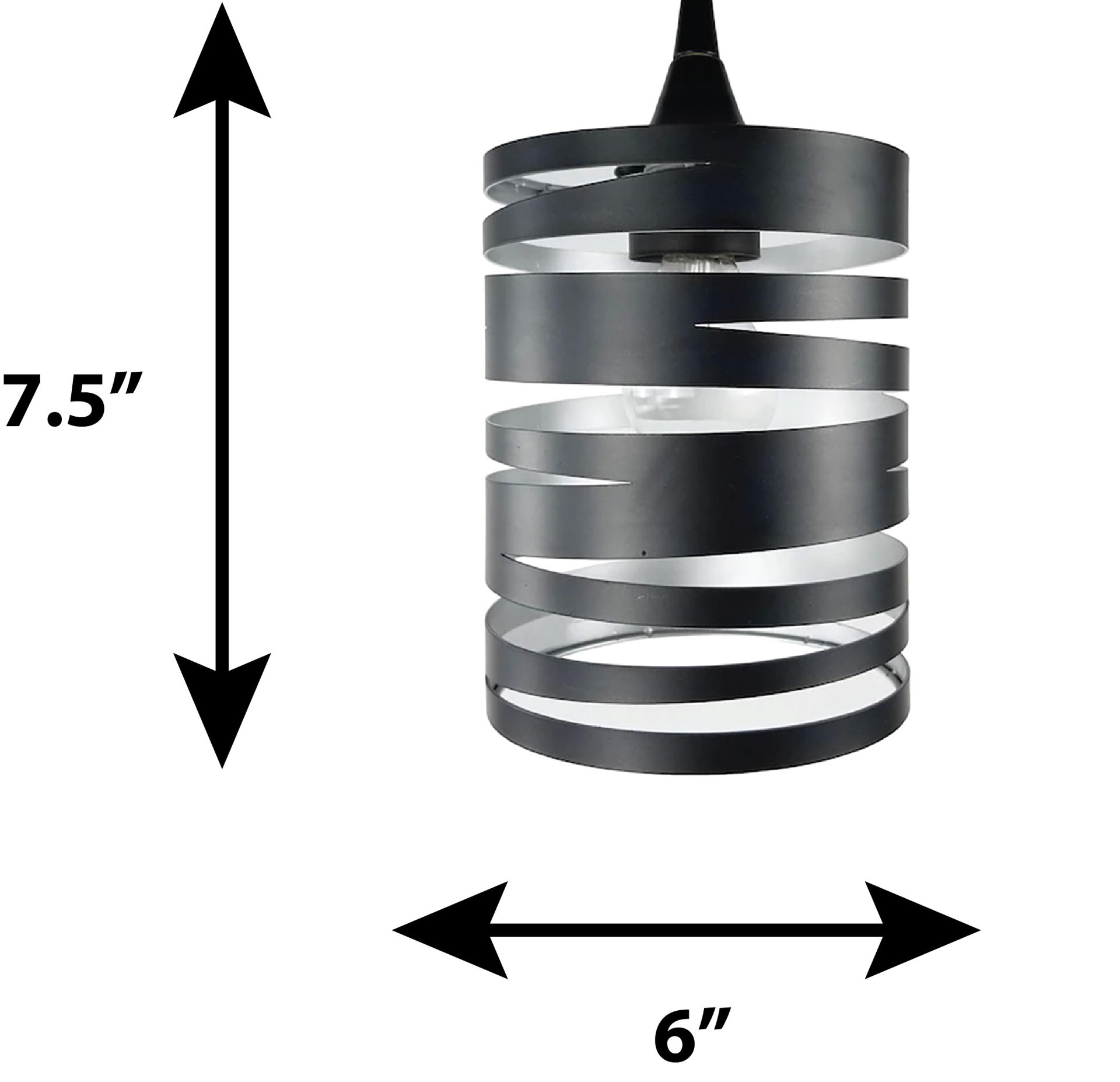 Style Selections Mix and Match 7.5-in x 6-in Cylinder Black Pendant ...