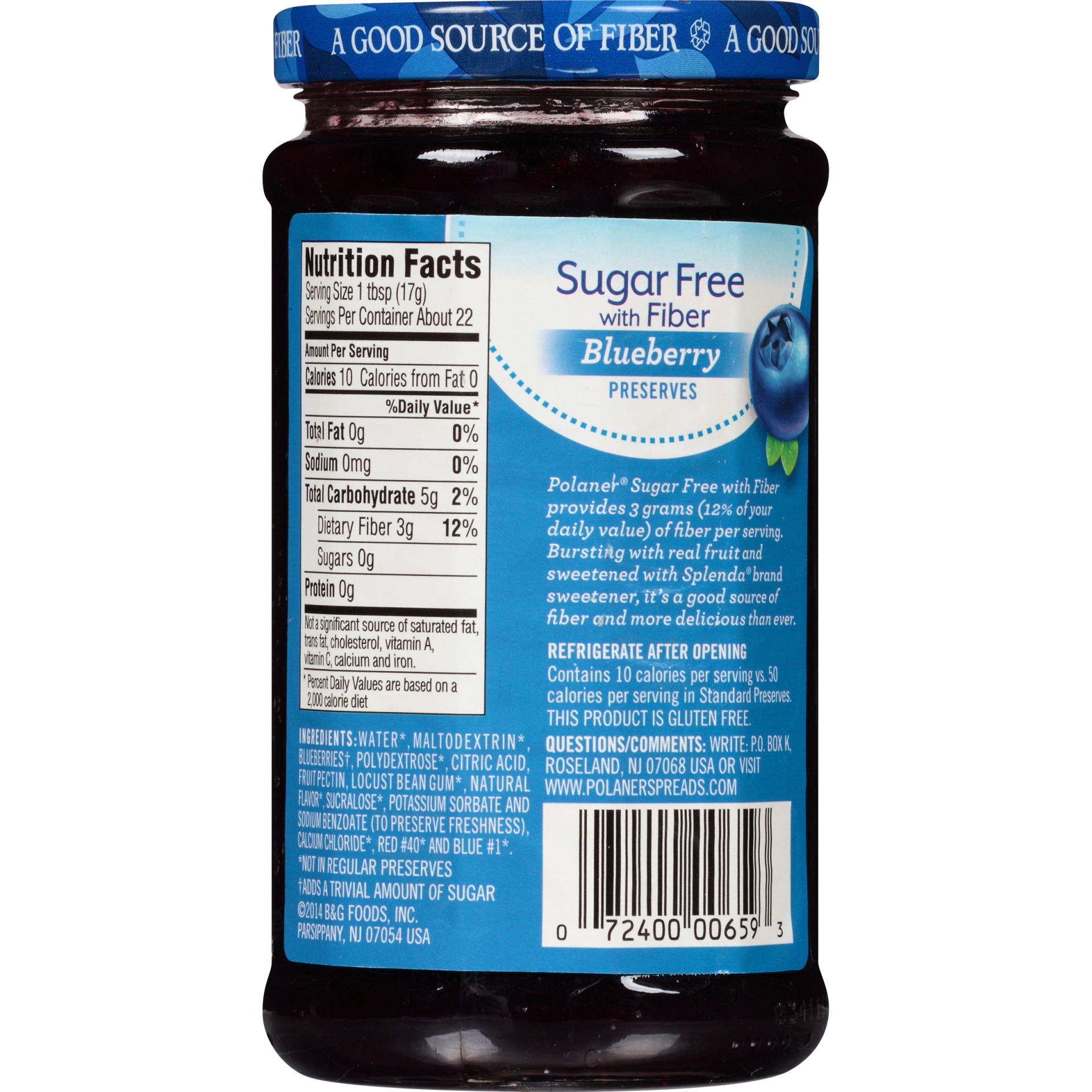 Polaner Sugar Free with Fiber Blueberry Preserves 13 oz 13 oz | Shipt