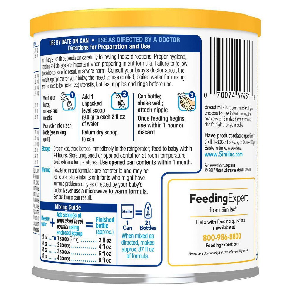Similac NeoSure Milk-Based Powder Infant Formula with Iron Birth to 12 ...