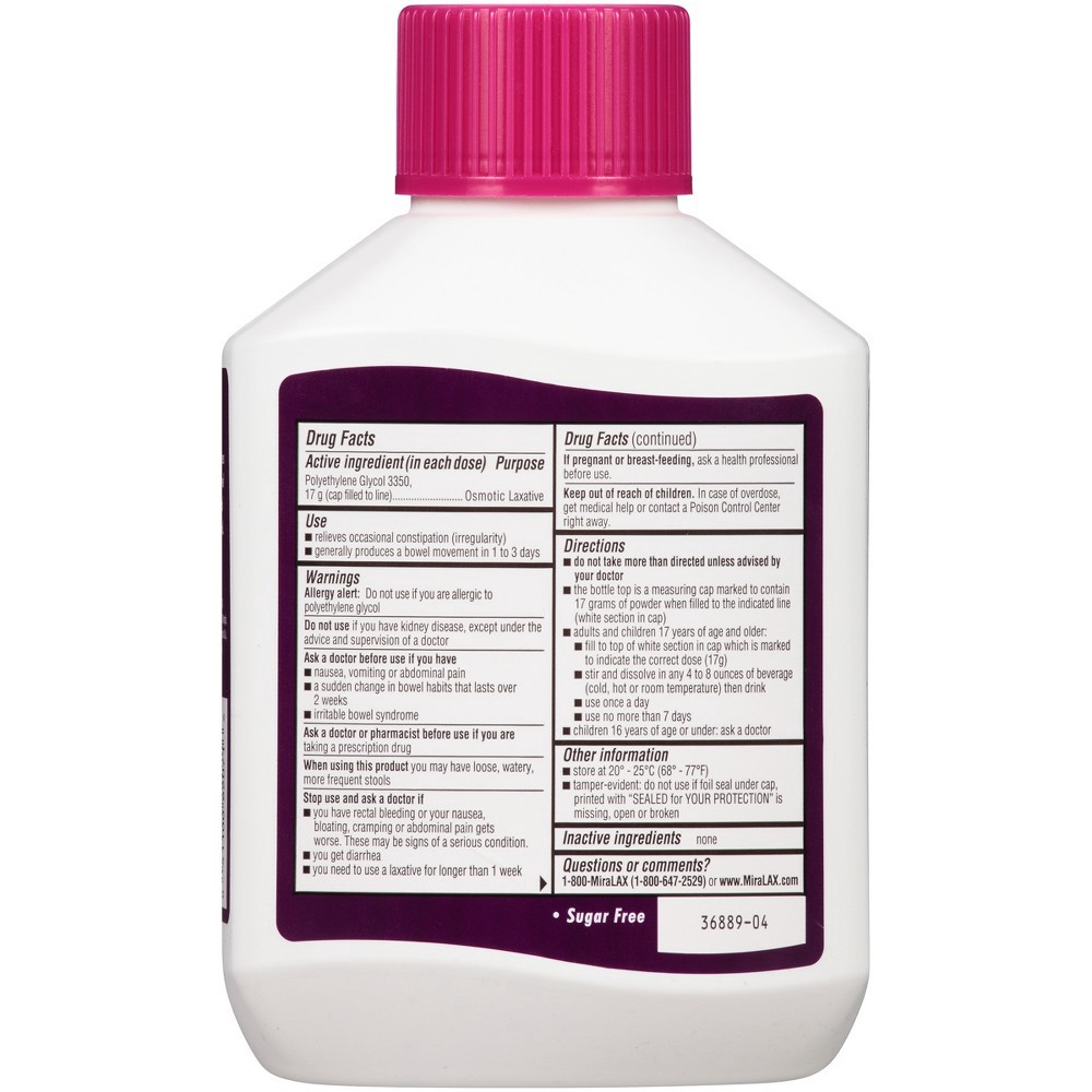 MiraLax Laxative Powder for Gentle Constipation Relief 30 Days - 17.9oz ...