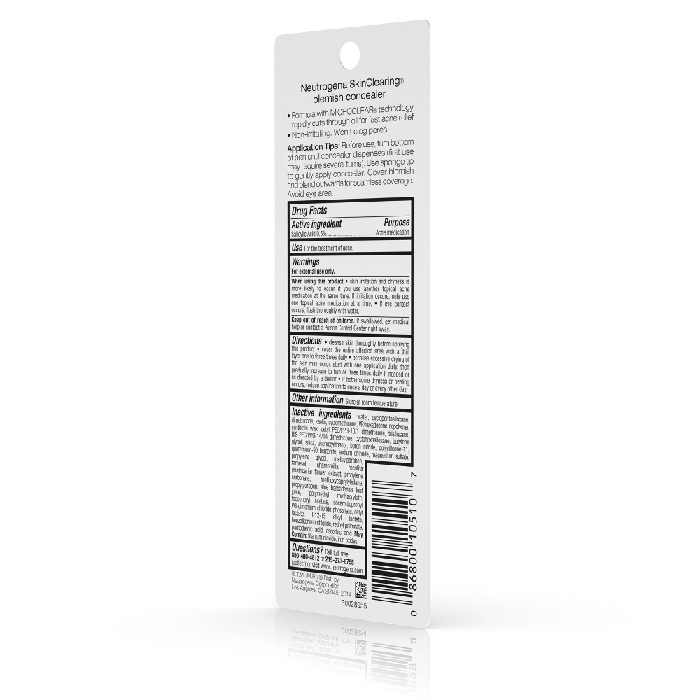 Neutrogena Skin Clearing Blemish Concealer with Salicylic Acid - 10 ...