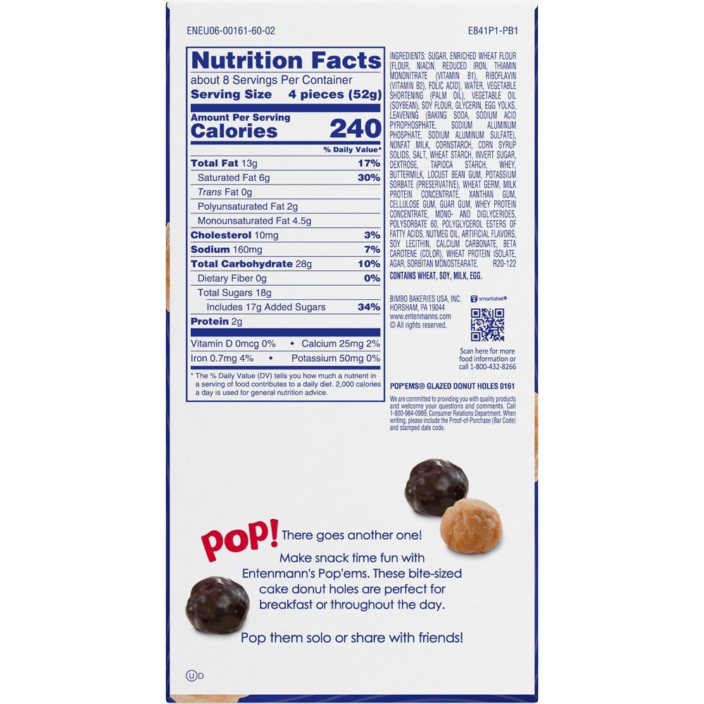 Entenmann's Pop'ems Glazed Donut Holes 15 oz 16 oz | Shipt